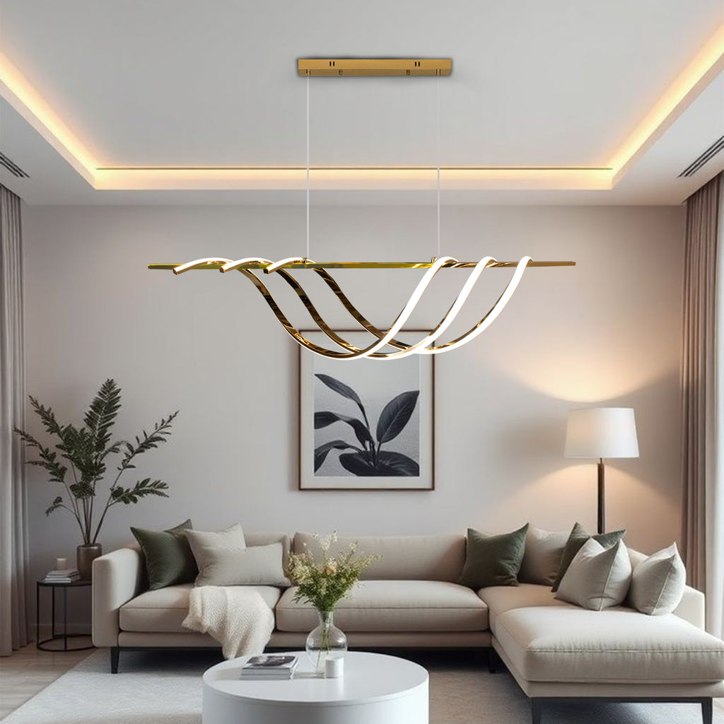 Skylar Gold Modern LED Linear Chandelier | Smartway – Smartway Lighting
